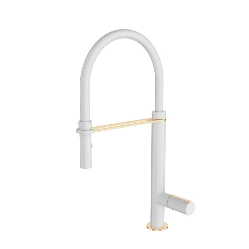Wanaka Round Handle Sink Mixer White | Crown Bathrooms