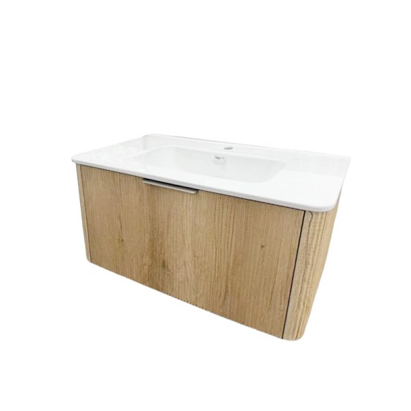 Aussi Curve In-Line 900mm Scandi Oak 1Dr WH Plywood Vanity | Crown ...